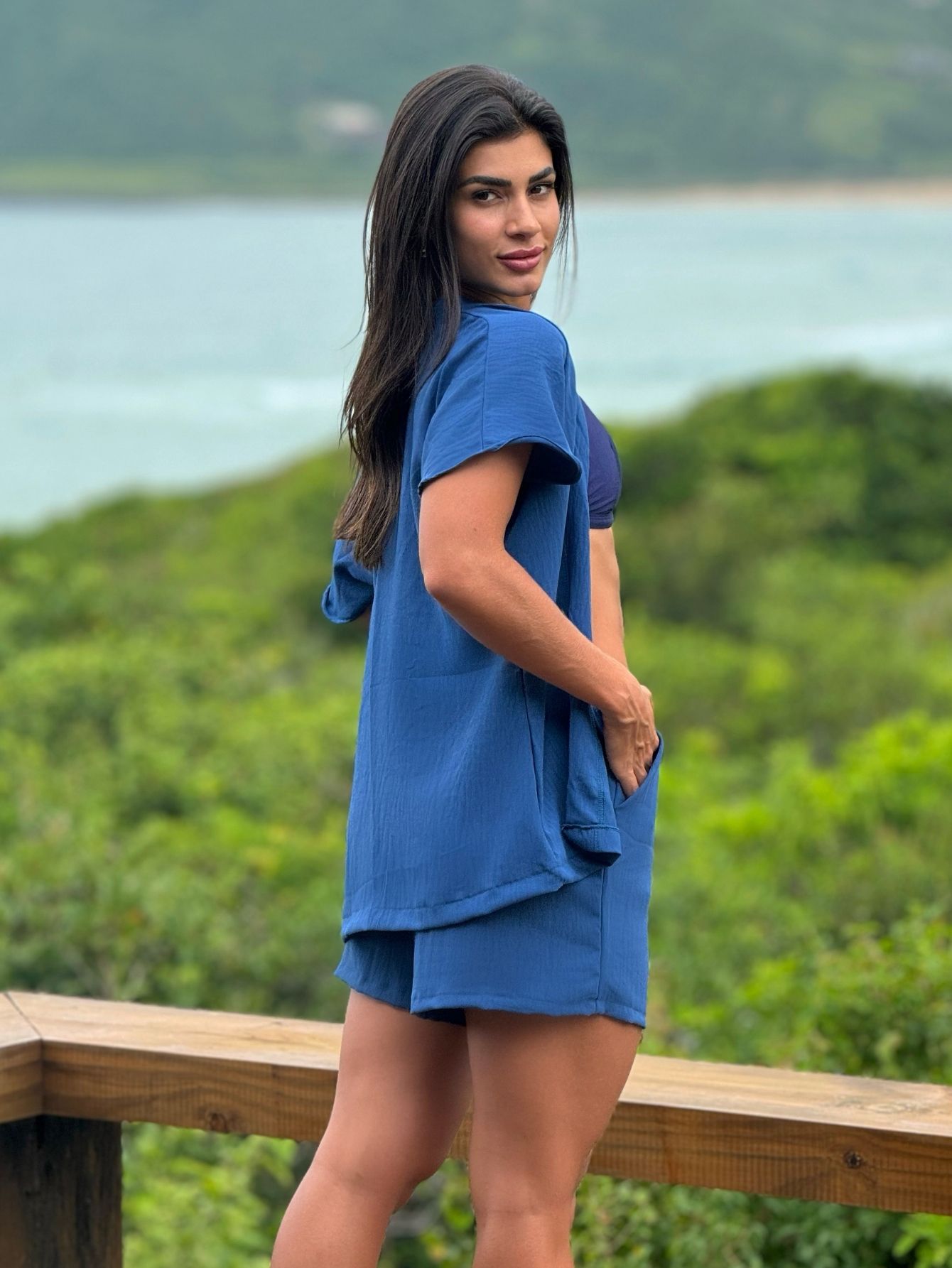 Conjunto Feminino Kimono/Cardigan e Short - Grepe Beachwear