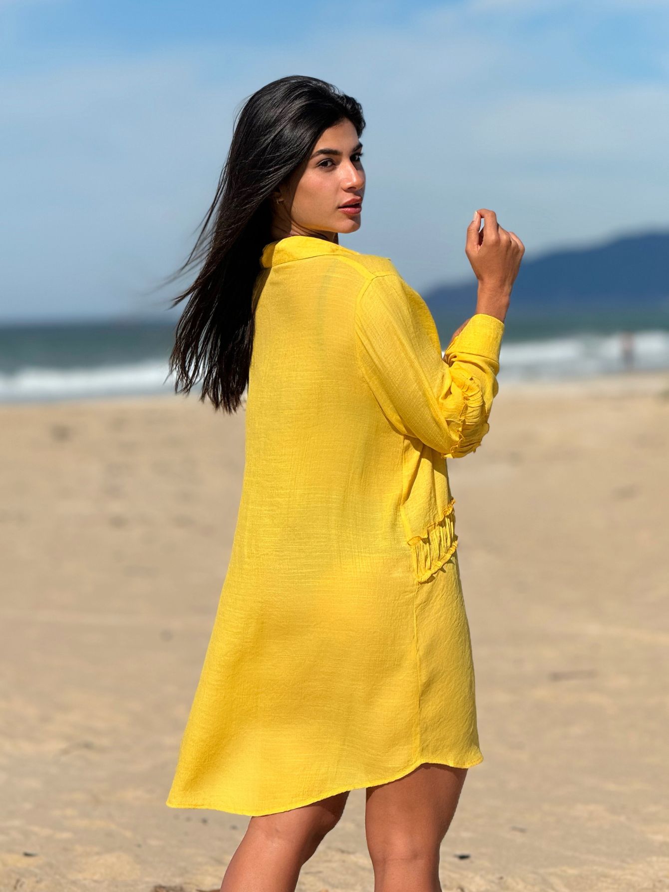 Saída De Praia Camisa Elegante Manga Longa - Grepe Beachwear