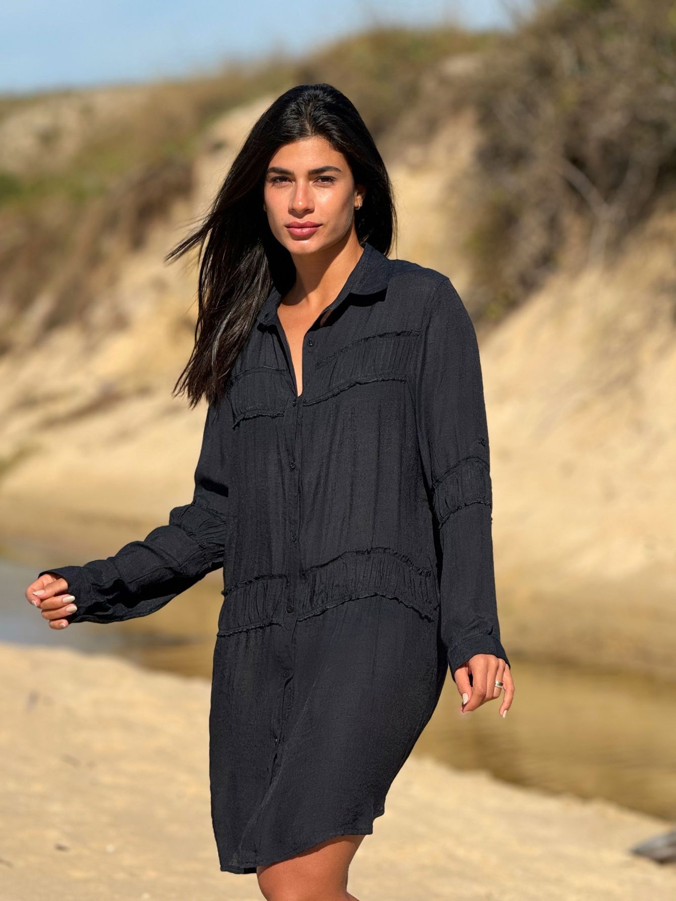 Saída De Praia Camisa Elegante Manga Longa - Grepe Beachwear