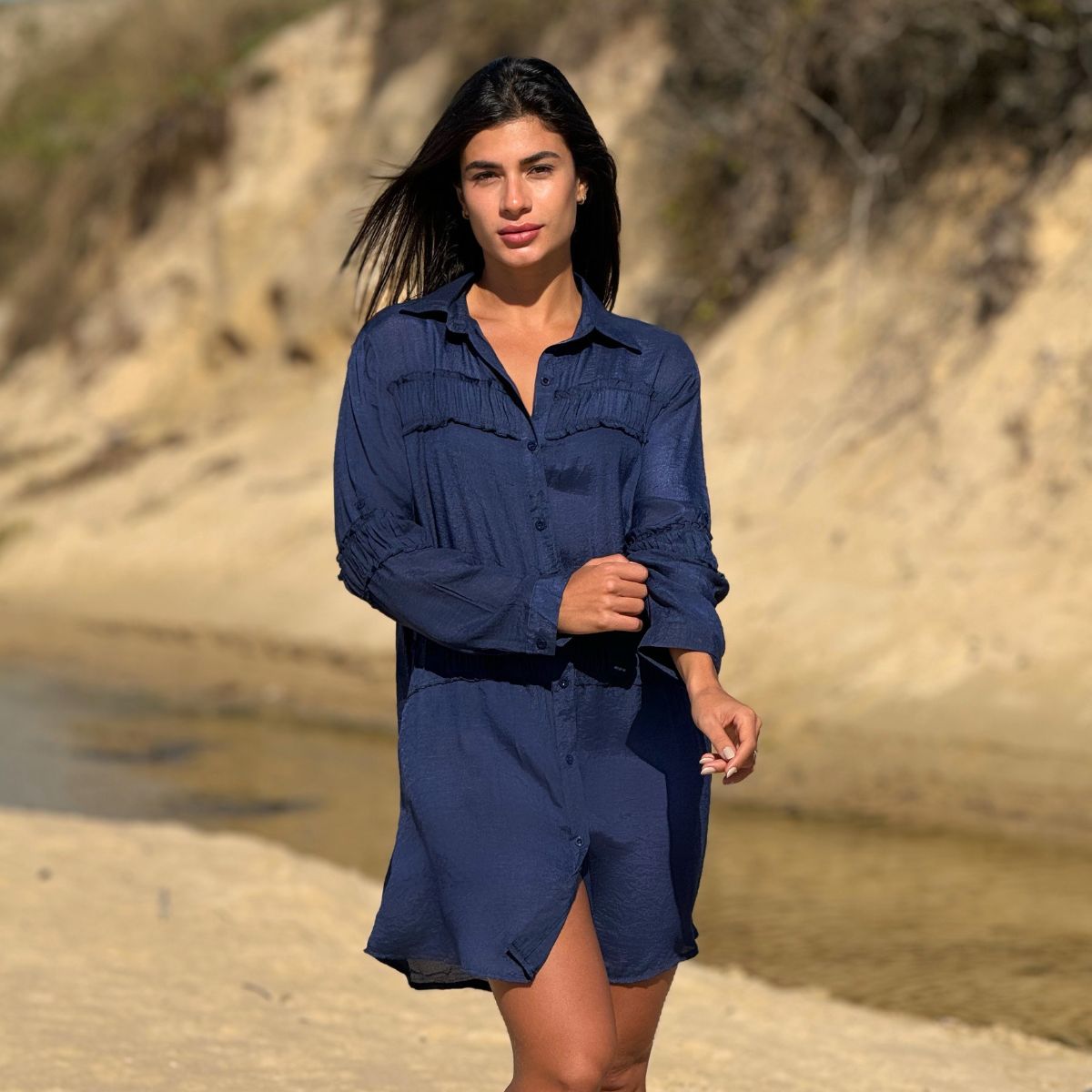 Saída De Praia Camisa Elegante Manga Longa - Grepe Beachwear