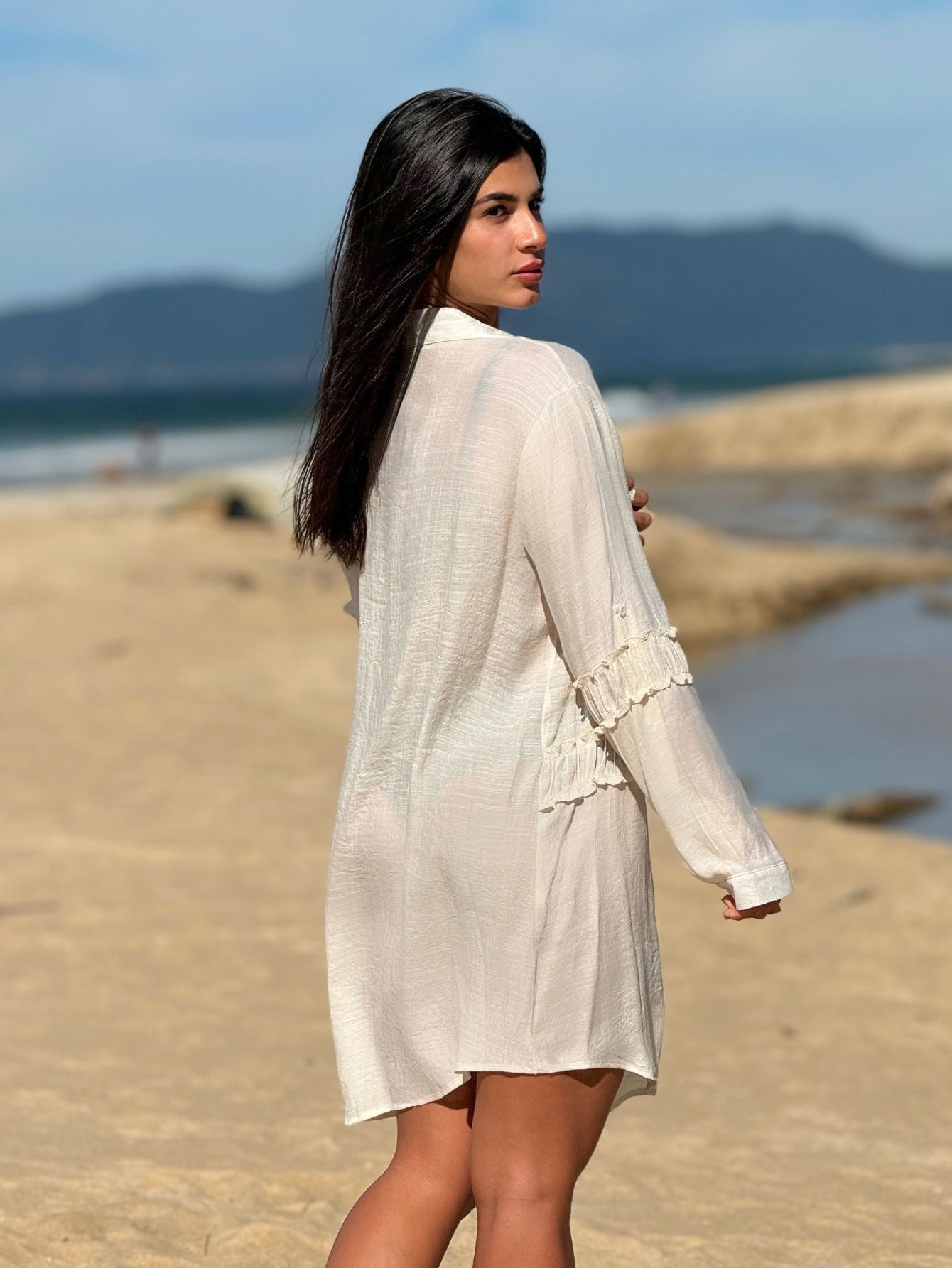 Saída De Praia Camisa Elegante Manga Longa - Grepe Beachwear
