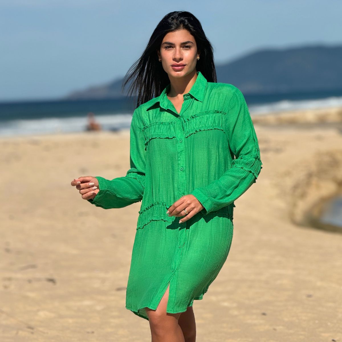 Saída De Praia Camisa Elegante Manga Longa - Grepe Beachwear