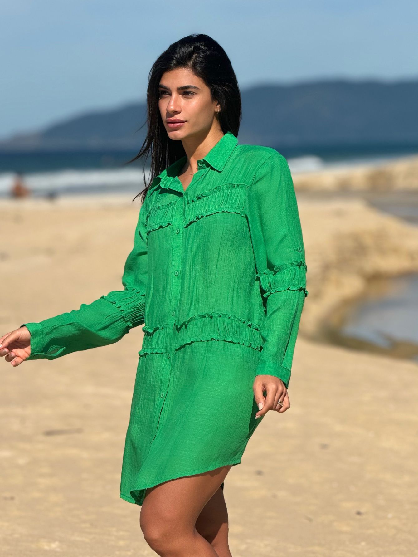 Saída De Praia Camisa Elegante Manga Longa - Grepe Beachwear